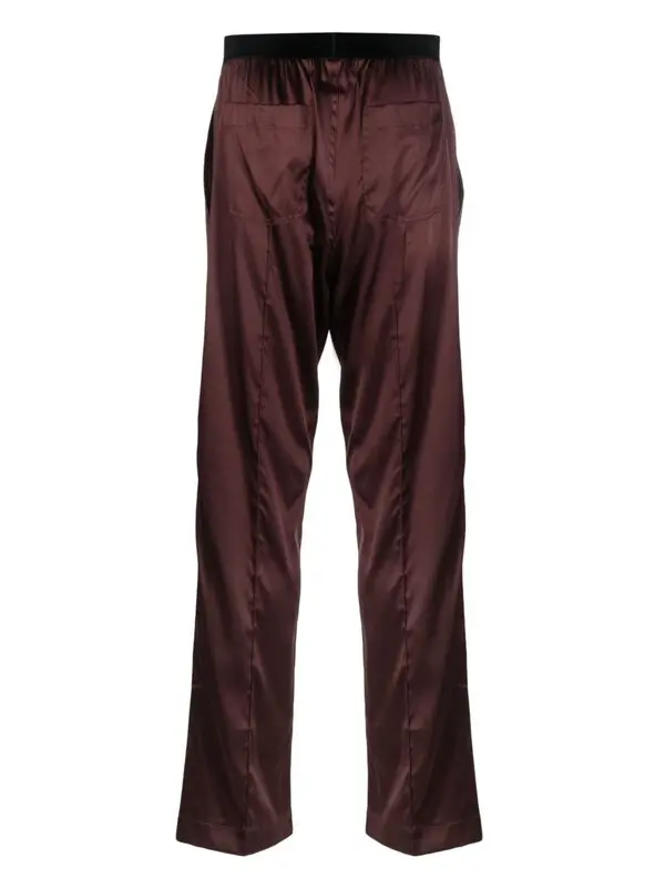 TOM FORD Logo-waistband Silk Pajama Bottoms - Brown