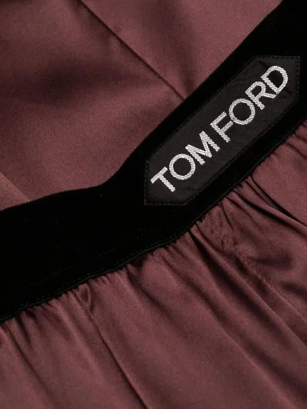 TOM FORD Logo-waistband Silk Pajama Bottoms - Brown