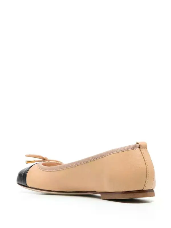 SCAROSSO Contrasting-toecap Leather Ballerinas - Neutrals