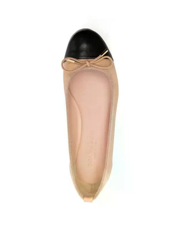 SCAROSSO Contrasting-toecap Leather Ballerinas - Neutrals