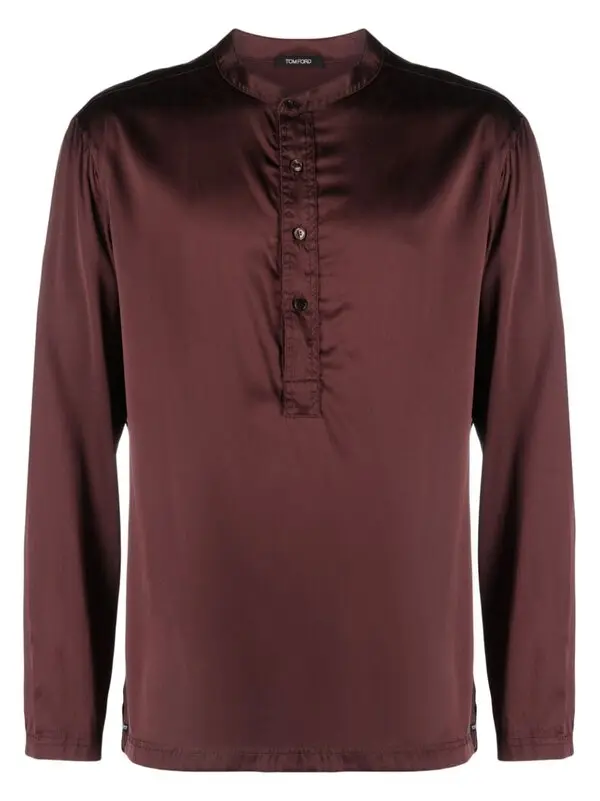TOM FORD Henley Silk Pyjama Top - Brown