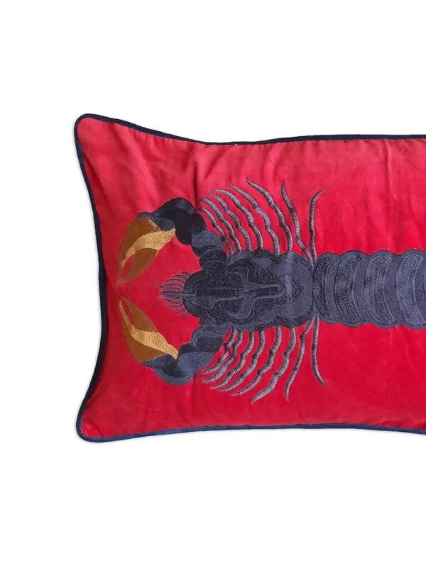LES-OTTOMANS Lobster-embroidered Linen Cushion