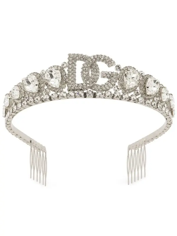 Dolce & Gabbana Crystal-embellished Tiara Headband - Silver