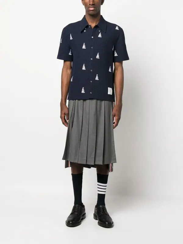 Thom Browne Textured Short-sleeve Polo Shirt