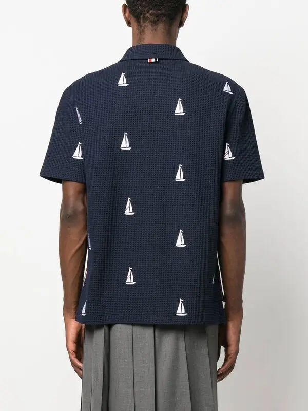 Thom Browne Textured Short-sleeve Polo Shirt