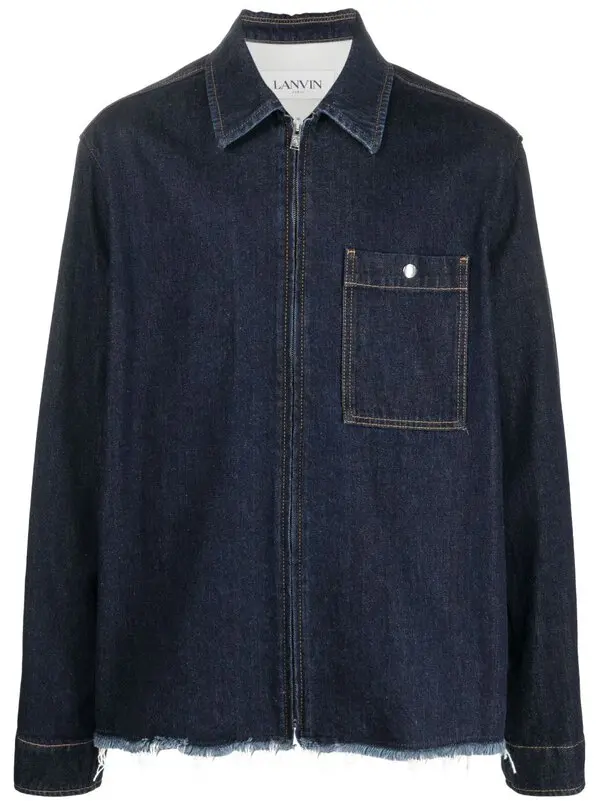 LANVIN Raw-cut Zip-up Denim Jacket
