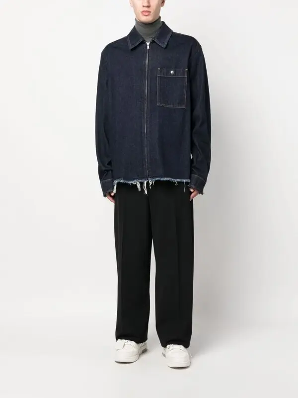 LANVIN Raw-cut Zip-up Denim Jacket