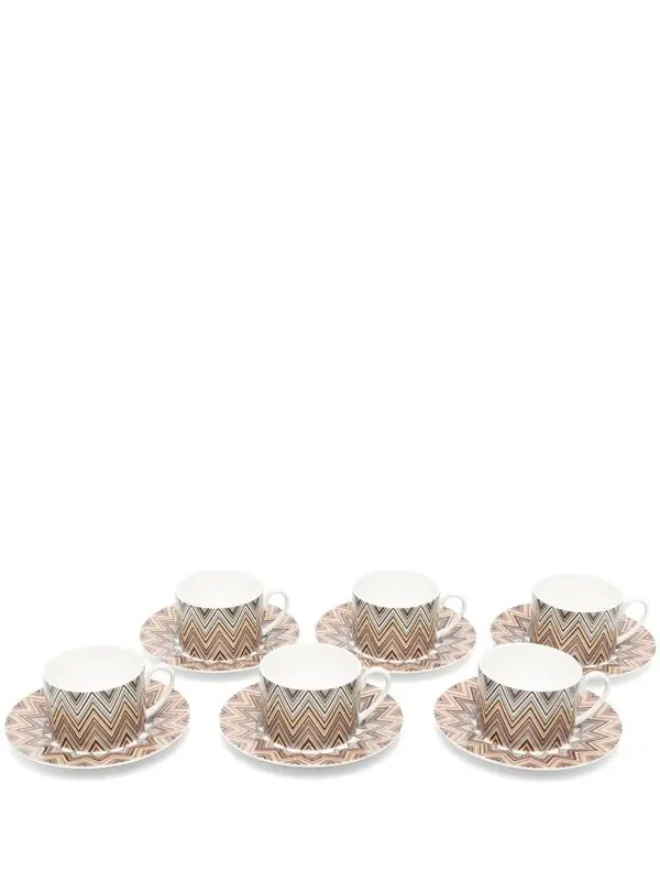 Missoni Set Of Six Zigzag-print Tea Cup Set - White