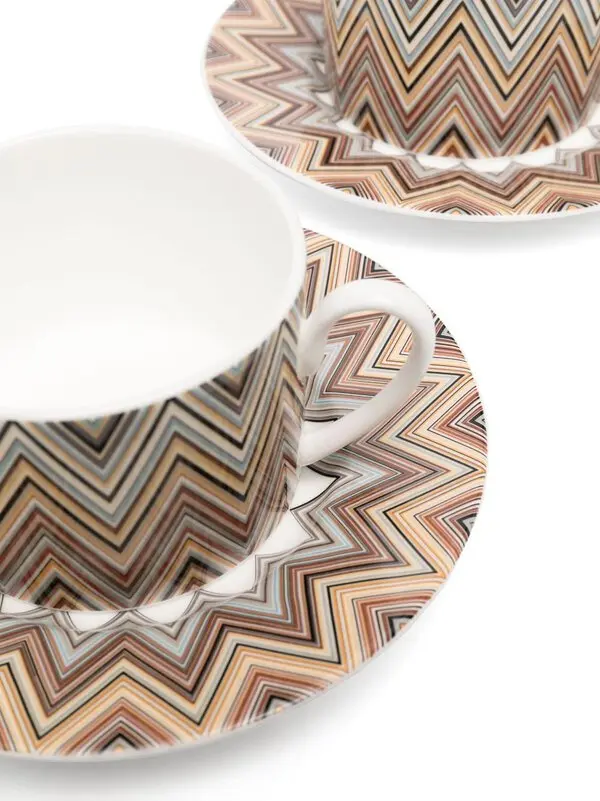 Missoni Set Of Six Zigzag-print Tea Cup Set - White