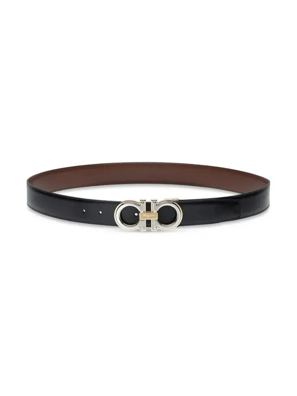 FERRAGAMO Gancini Reversible Leather Belt - Black