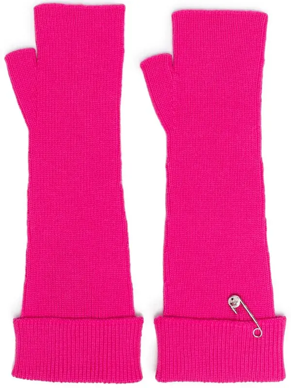 Versace Safety Pin Knitted Fingerless Gloves - Pink
