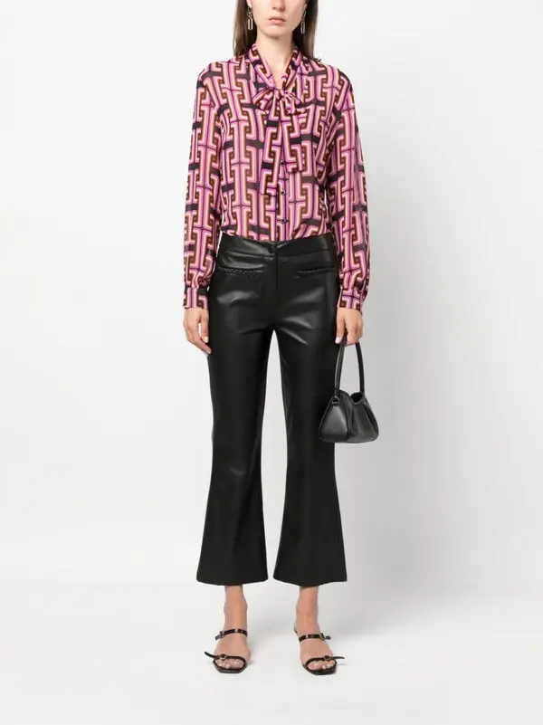 Liu Jo Faux-leather Flared Cropped Trousers