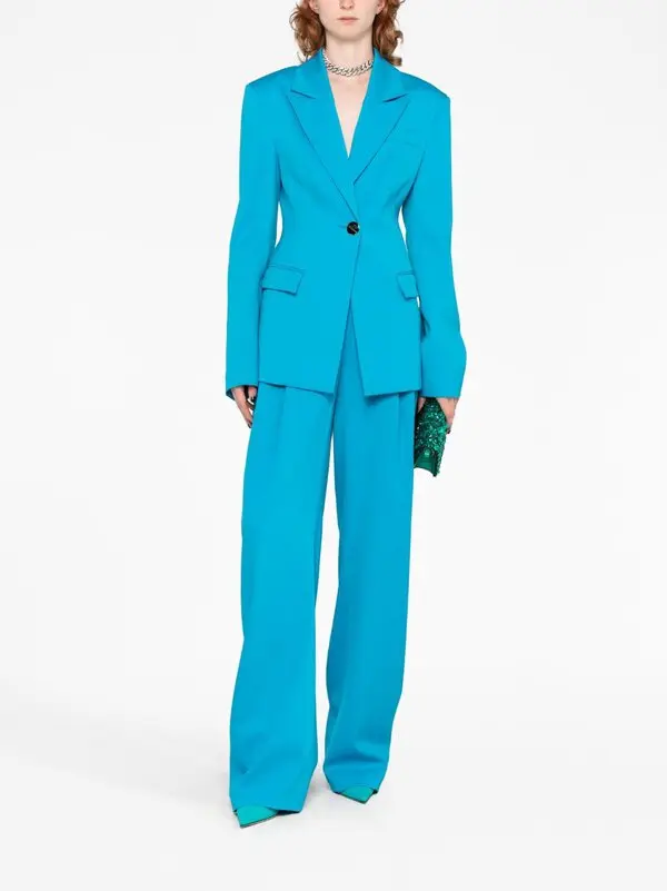 Attico Single-breasted Virgin Wool-blend Blazer - Blue