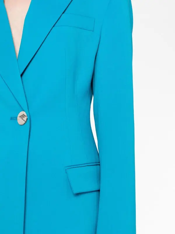 Attico Single-breasted Virgin Wool-blend Blazer - Blue