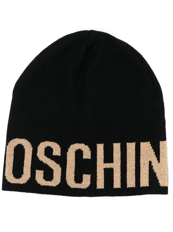 Moschino Logo-print Knit Beanie - Black