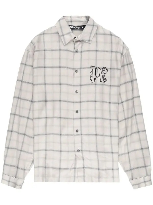 Palm Angels Logo-embroidered Plaid Cotton Shirt