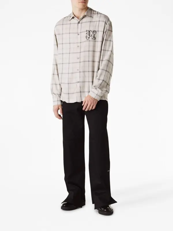 Palm Angels Logo-embroidered Plaid Cotton Shirt