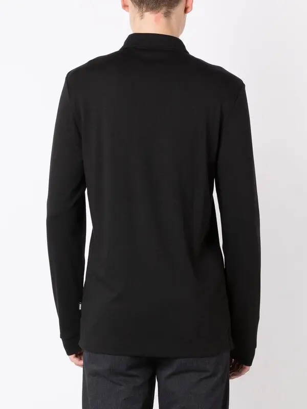 Hugo Boss Long-Sleeved Polo Shirt Black Editorialist
