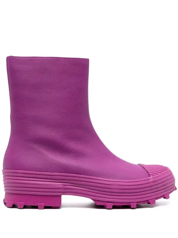 Camper Traktori Leather Ankle Boots - Purple