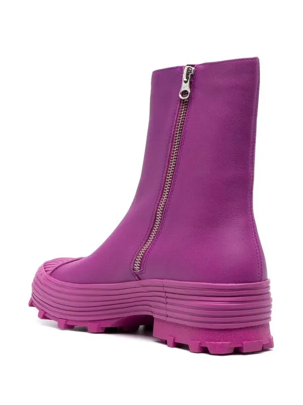 Camper Traktori Leather Ankle Boots - Purple