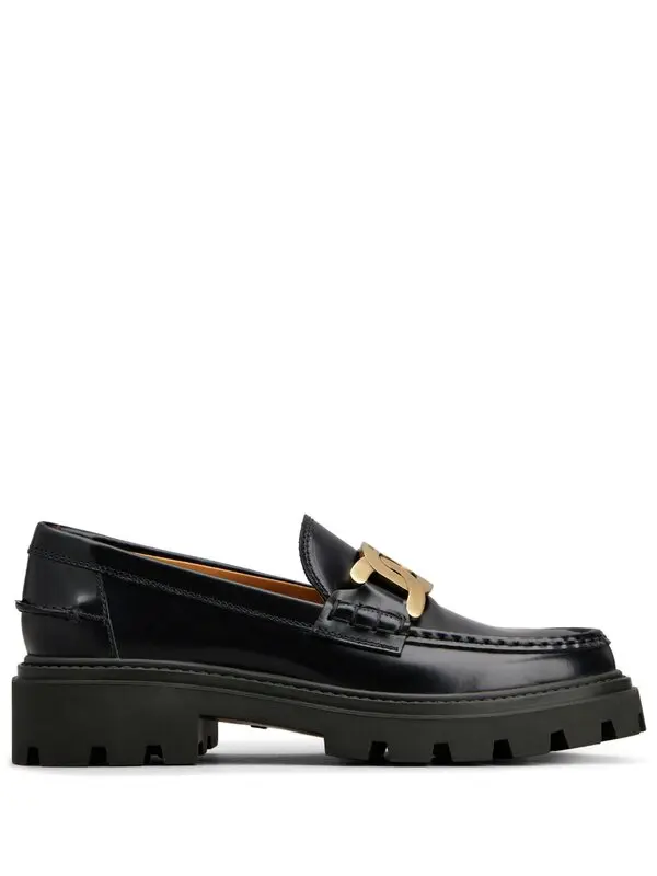 TOD'S Gomma Pesante Leather Loafers - Black