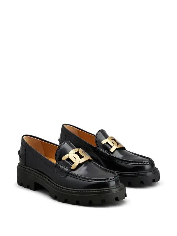 TOD'S Gomma Pesante Leather Loafers - Black