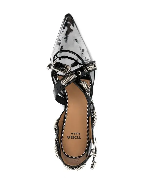 Toga Ring-detail Leather Ballerinas
