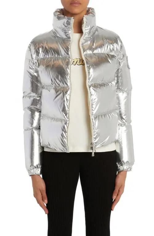 Moncler Meuse Laminated Nylon Down Jacket - Silver