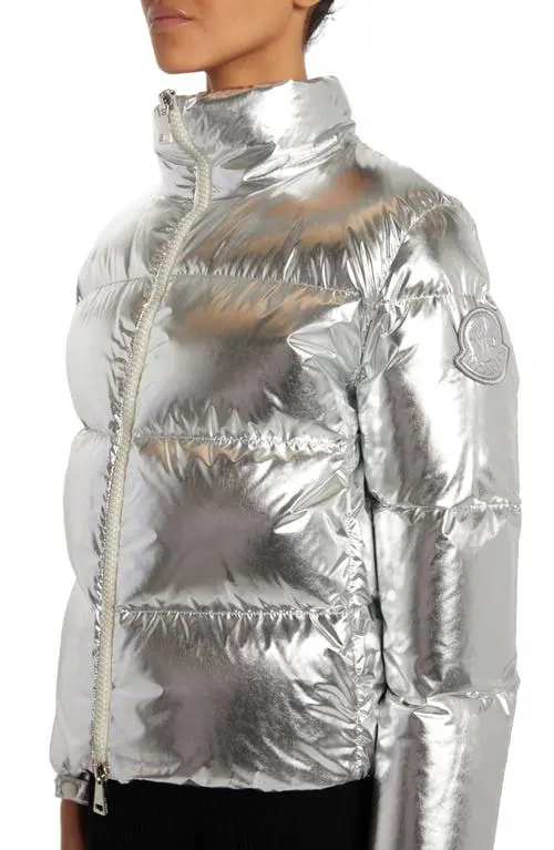 Moncler Meuse Laminated Nylon Down Jacket - Silver