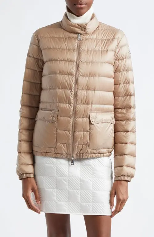 Moncler Lans Channel Quilted Moto Jacket - Faded Beige