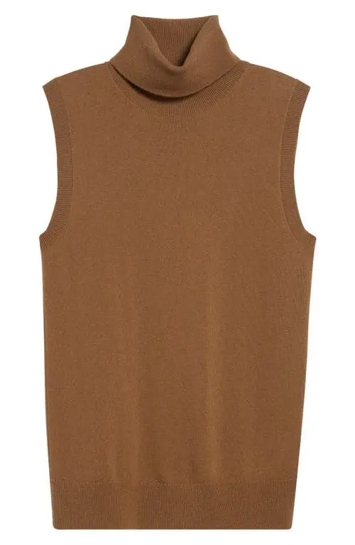 Michael Kors Sleeveless Cashmere Turtleneck Sweater - Caramel