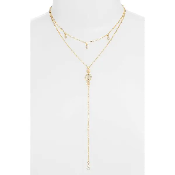Ettika Layered Cubic Zirconia Lariat Necklace - Gold