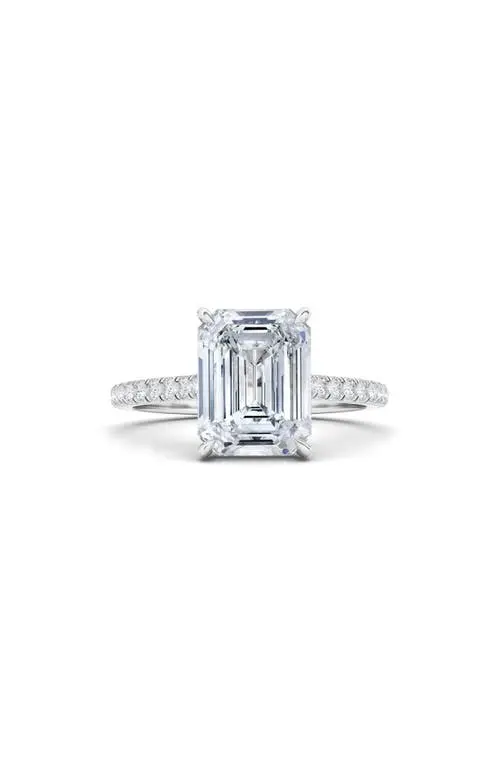 HAUTECARAT Emerald Cut Pavé Lab Created Diamond Ring - 2.00 Ctw 18k White Gold