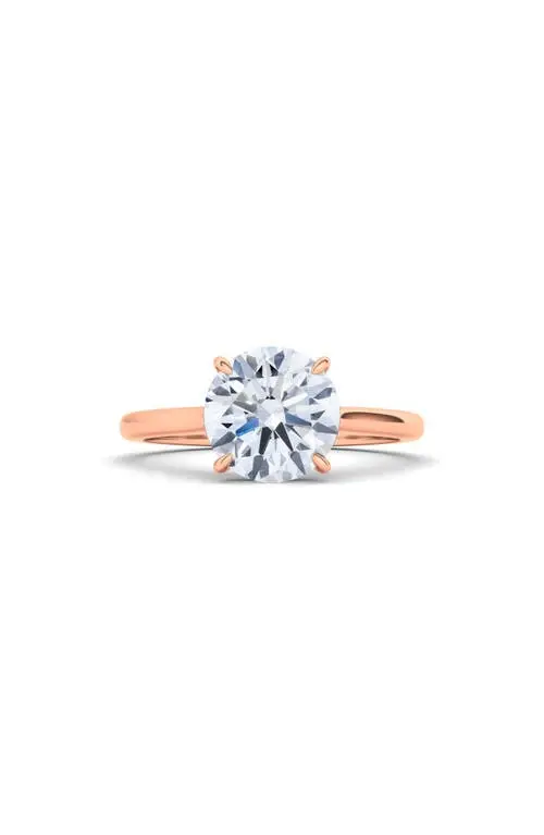 HAUTECARAT Round Brilliant Cut Lab Created Diamond Ring - 2.50 Ctw 18k Rose Gold