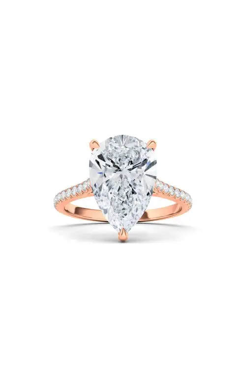 HAUTECARAT Pear-cut Pavé Lab-grown Diamond Ring - 3.00 Ctw 18k Rose Gold