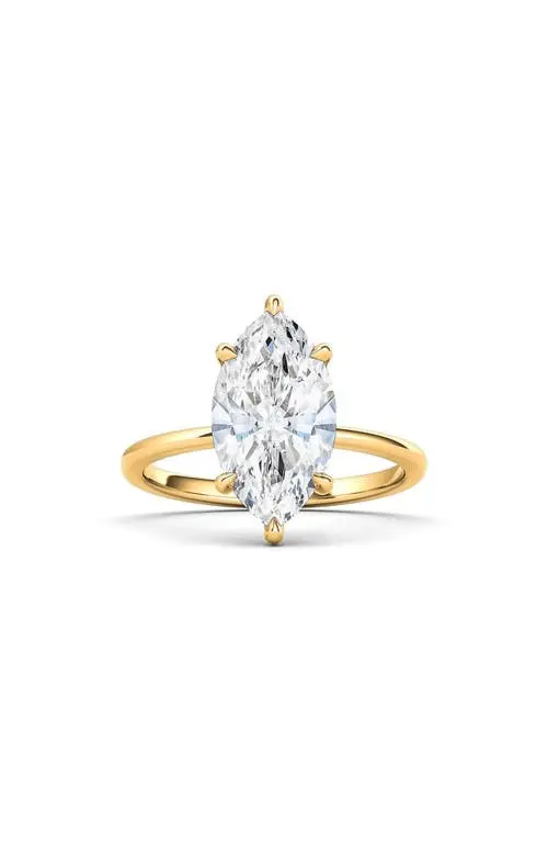 HAUTECARAT Marquise Cut Lab Created Diamond Ring - 3.00 Ctw 18k Yellow Gold