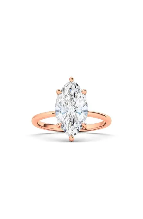 HAUTECARAT Marquise Cut Lab Created Diamond Ring - 18k Rose Gold