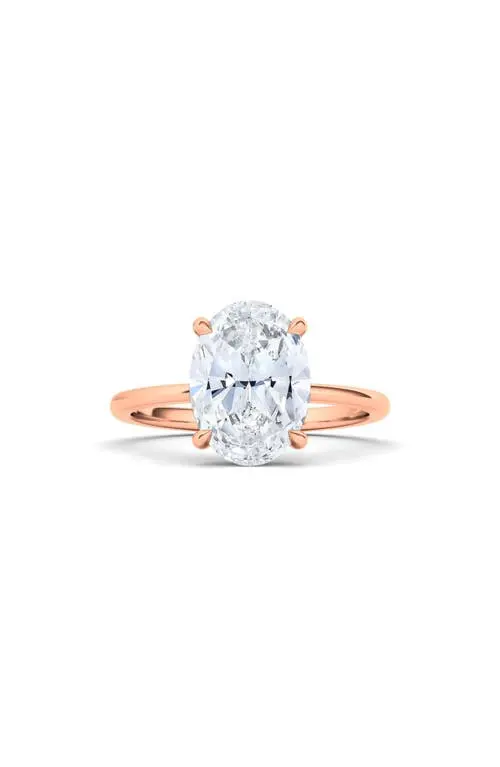 HAUTECARAT Oval Cut Lab Created Diamond Ring - 2.50 Ctw 18k Rose Gold