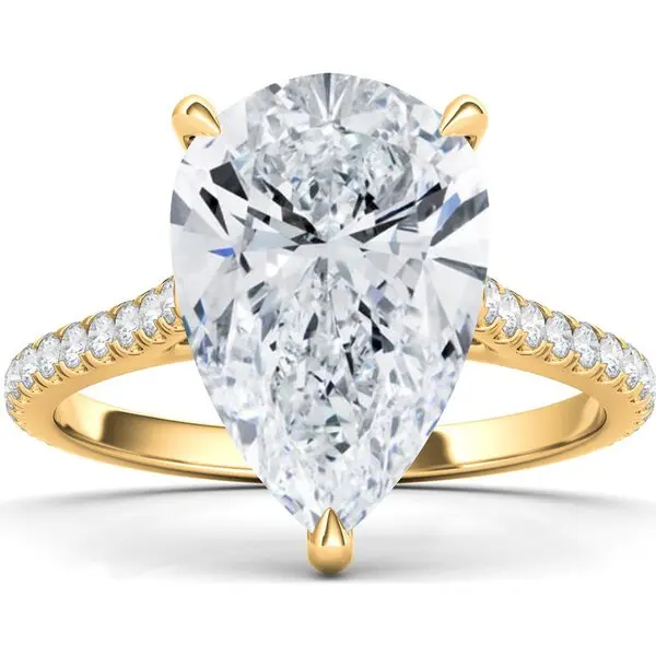 HAUTECARAT Pear Cut Pavé Lab Grown Diamond Ring - 2.00 Ctw 18k Yellow Gold