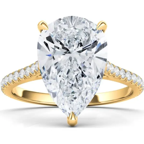 HAUTECARAT Pear Cut Pavé Lab Grown Diamond Ring - 2.50 Ctw 18k Yellow Gold