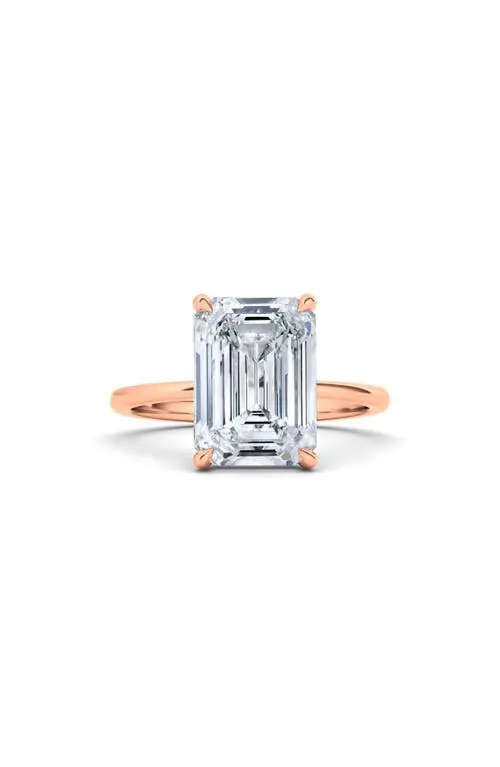 HAUTECARAT Emerald Cut Lab Created Diamond Ring - 3.00 Ctw 18k Rose Gold