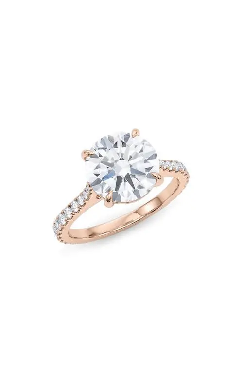 HAUTECARAT Round Brilliant Cut Lab Grown Diamond Ring - 2.50 Ctw 18k Rose Gold