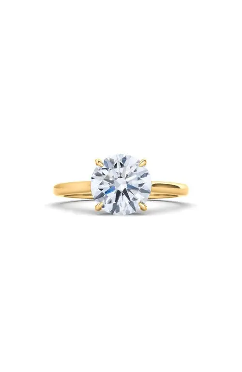 HAUTECARAT Round Brilliant Cut Lab Created Diamond Ring - 2.50 Ctw 18k Yellow Gold