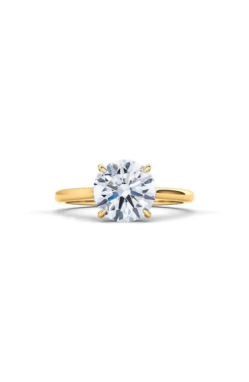 HAUTECARAT Round Brilliant Cut Lab Created Diamond Ring - 3.00 Ctw 18k Yellow Gold