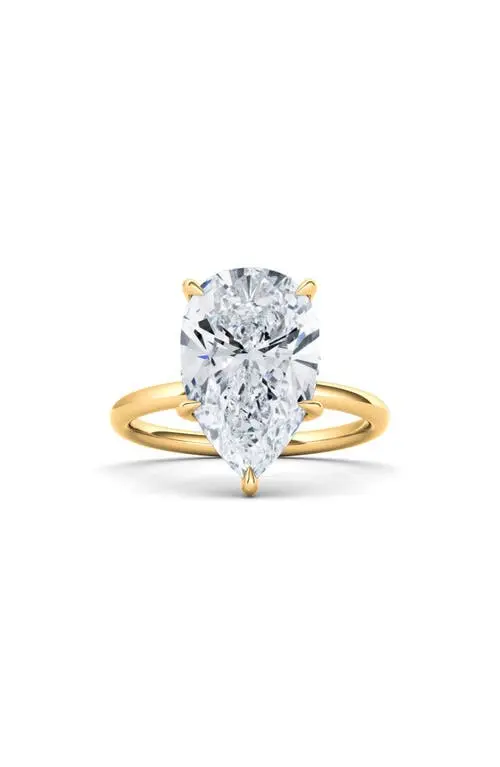 HAUTECARAT Pear Cut Lab Created Diamond Ring - 18k Yellow Gold