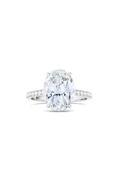 HAUTECARAT Oval Cut Pavé Lab Created Diamond Ring - 3.00 Ctw 18k White Gold