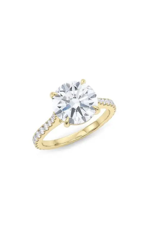 HAUTECARAT Round Brilliant Cut Pavé Lab Grown Diamond Ring - 2.00 Ctw 18k Yellow Gold