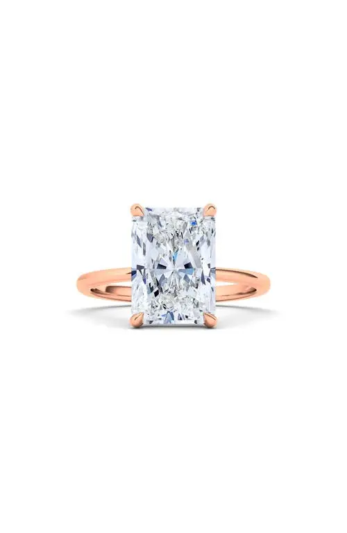 HAUTECARAT Radiant Cut Lab Created Diamond Ring - 3.00 Ctw 18k Rose Gold
