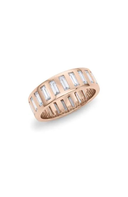 HAUTECARAT Baguette Lab Created Diamond Eternity Band Ring - Rose Gold