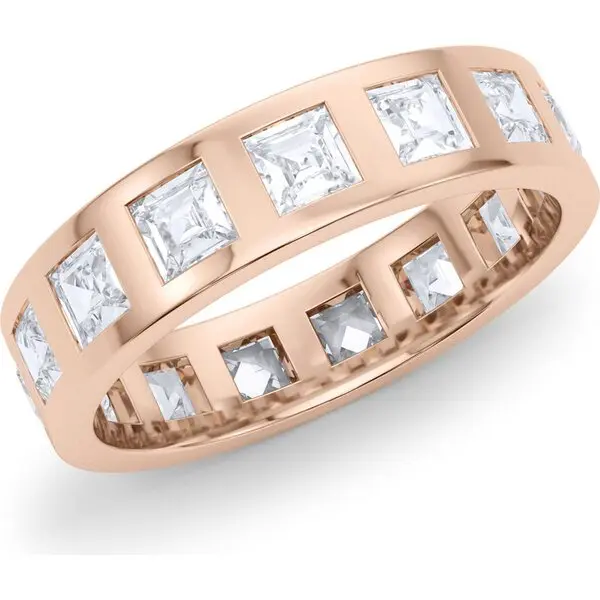 HAUTECARAT Asscher Cut Lab Created Diamond Band Ring - Rose Gold